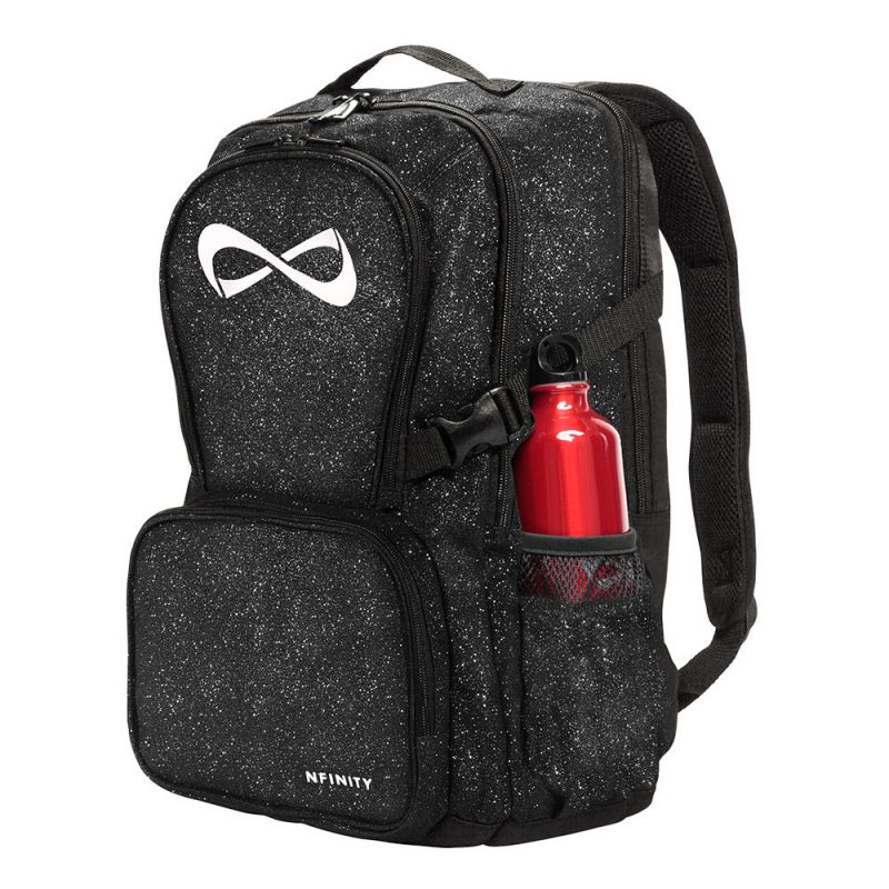 Nfinity Black Sparkle White Logo Backpack - Available from Cheer World